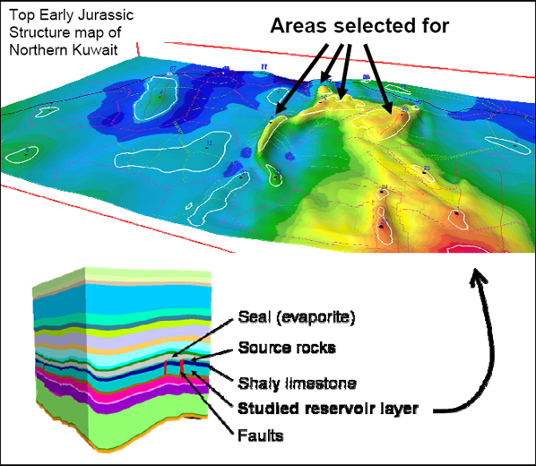 Petroleum system description and selection of accumulation areas for LGR.