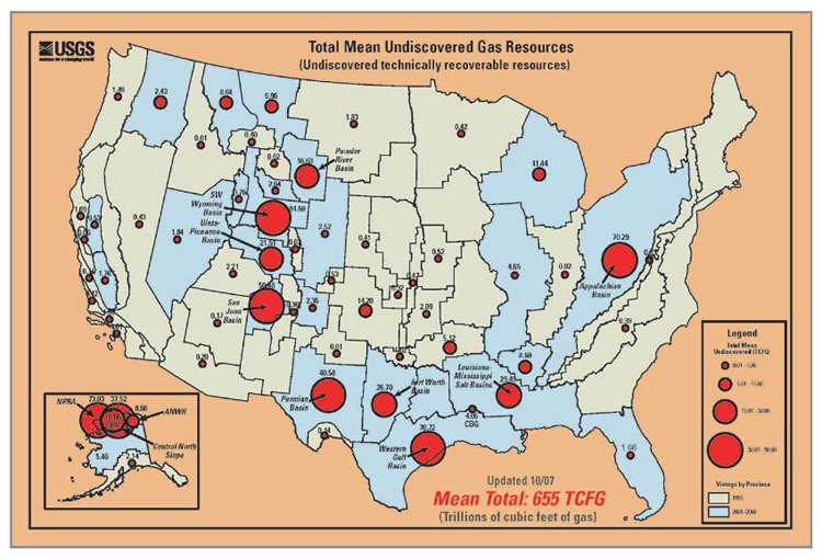 Figure 1a. Status of USGS conventional gas assessments in 2007. Source ...