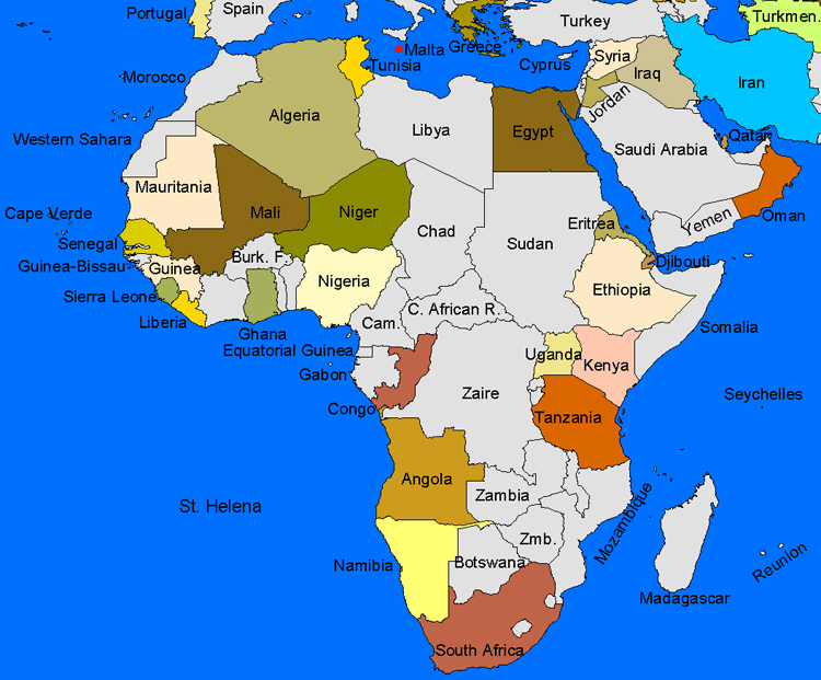 Political Map Of The Middle East And Africa